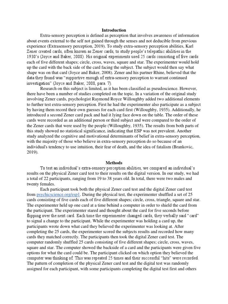 Esp | PDF | Extrasensory Perception | Methodology