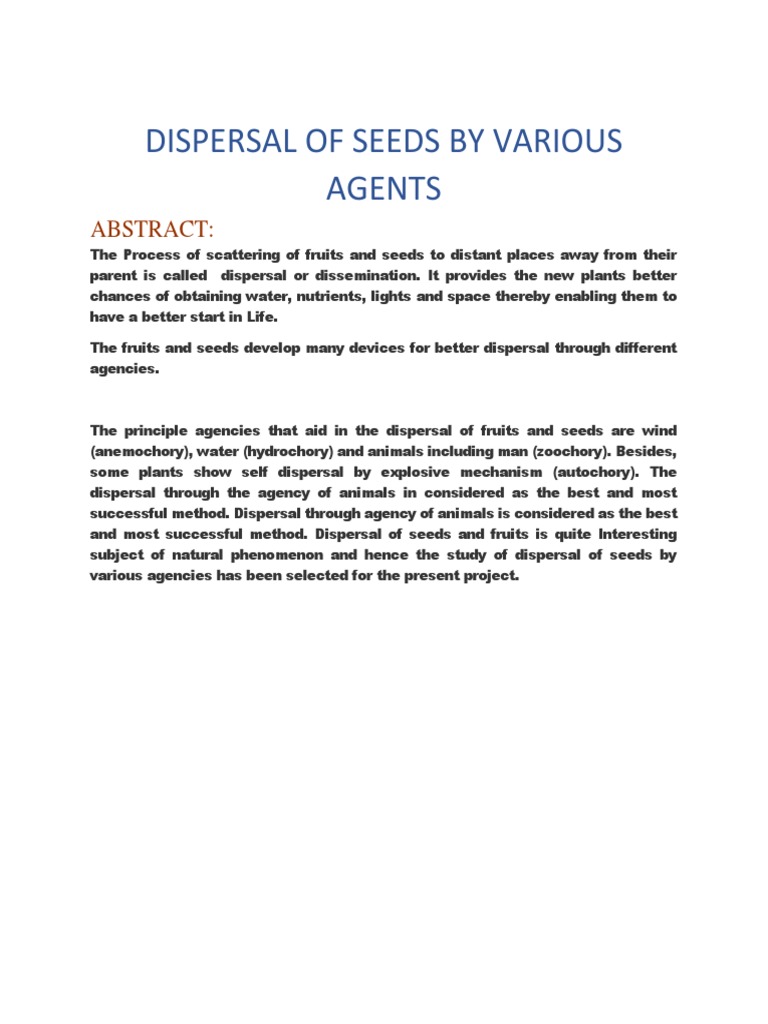 Dispersal of Seeds | Download Free PDF | Organisms | Plants