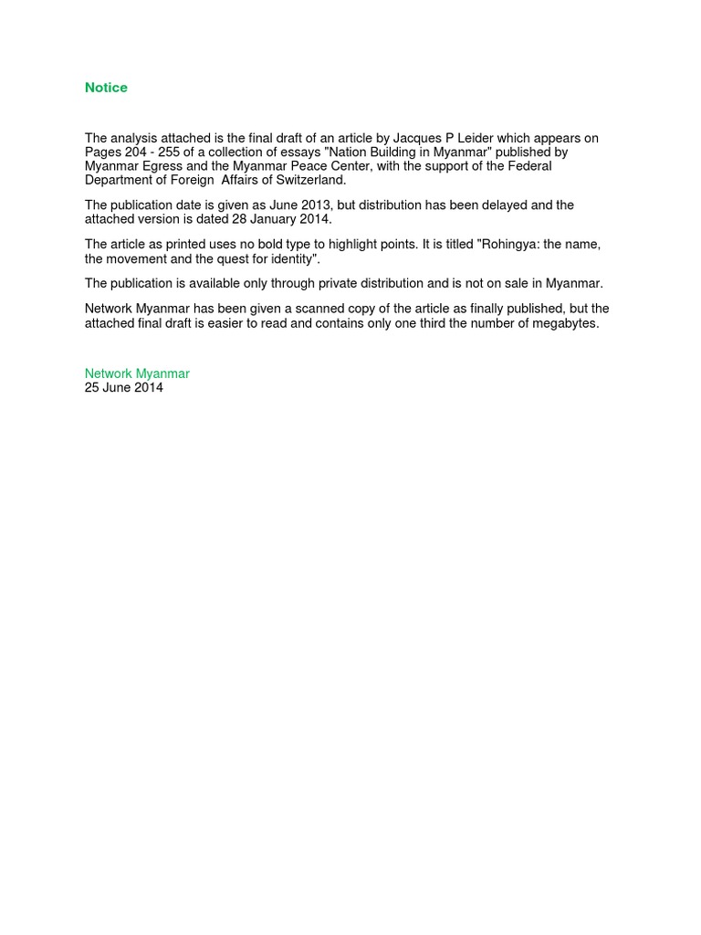 Jacques P Leider - Rohingya The Name The Movement The Quest For ...