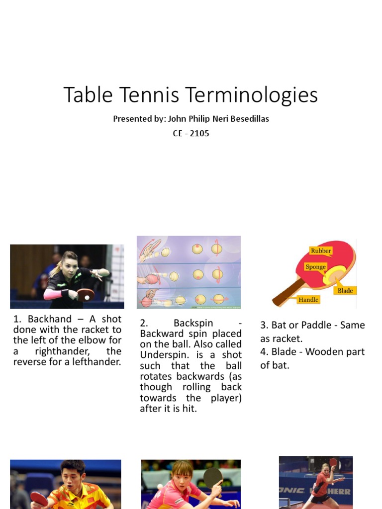 Table Tennis Terminologies | PDF | Table Tennis | Racquet Sports
