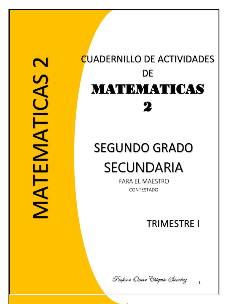 Cuadernillo de Segundo Grado de Matematicas Secundaria | PDF | Enseñanza de matemática ...