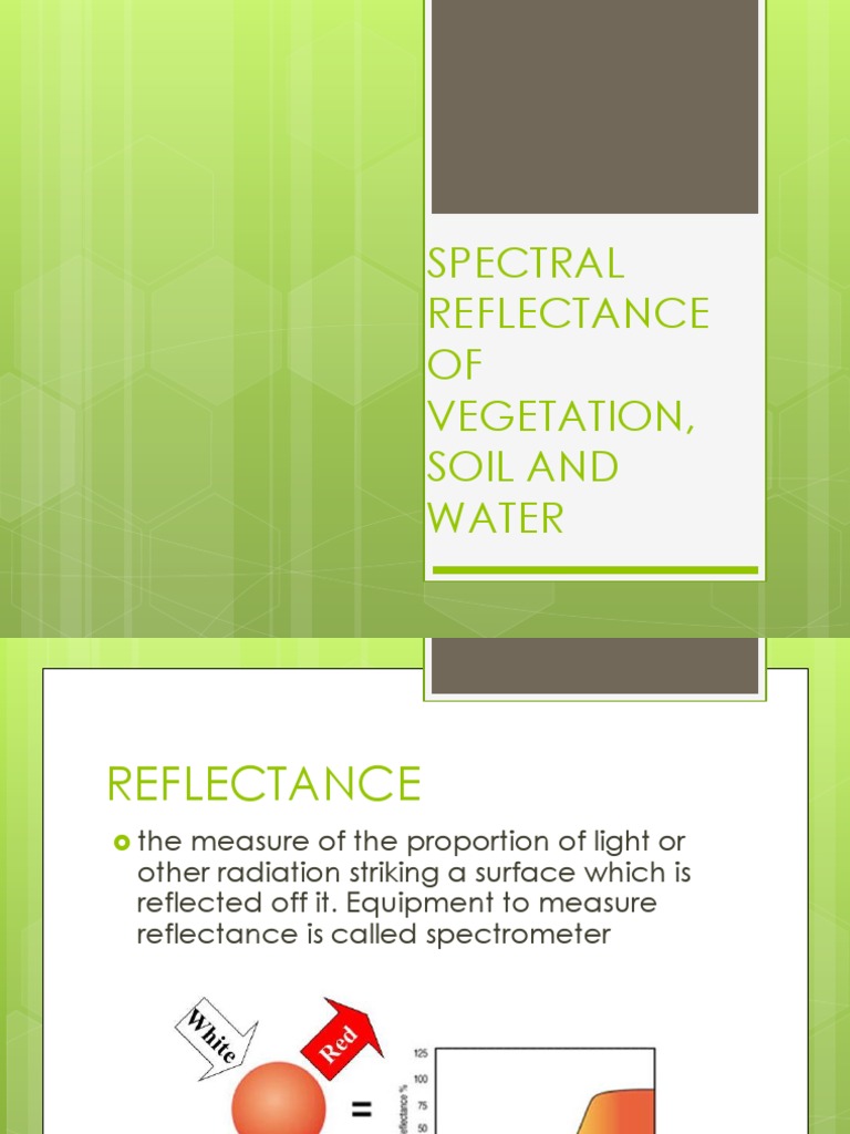 Spectral Reflectance of Vegetation, Soil, Water | PDF | Infrared | Optics