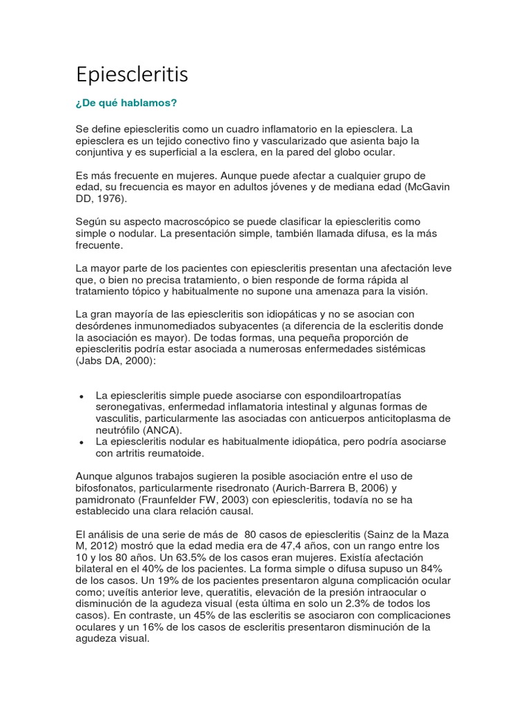 Epiescleritis: Caracterización clínica de este cuadro inflamatorio ...