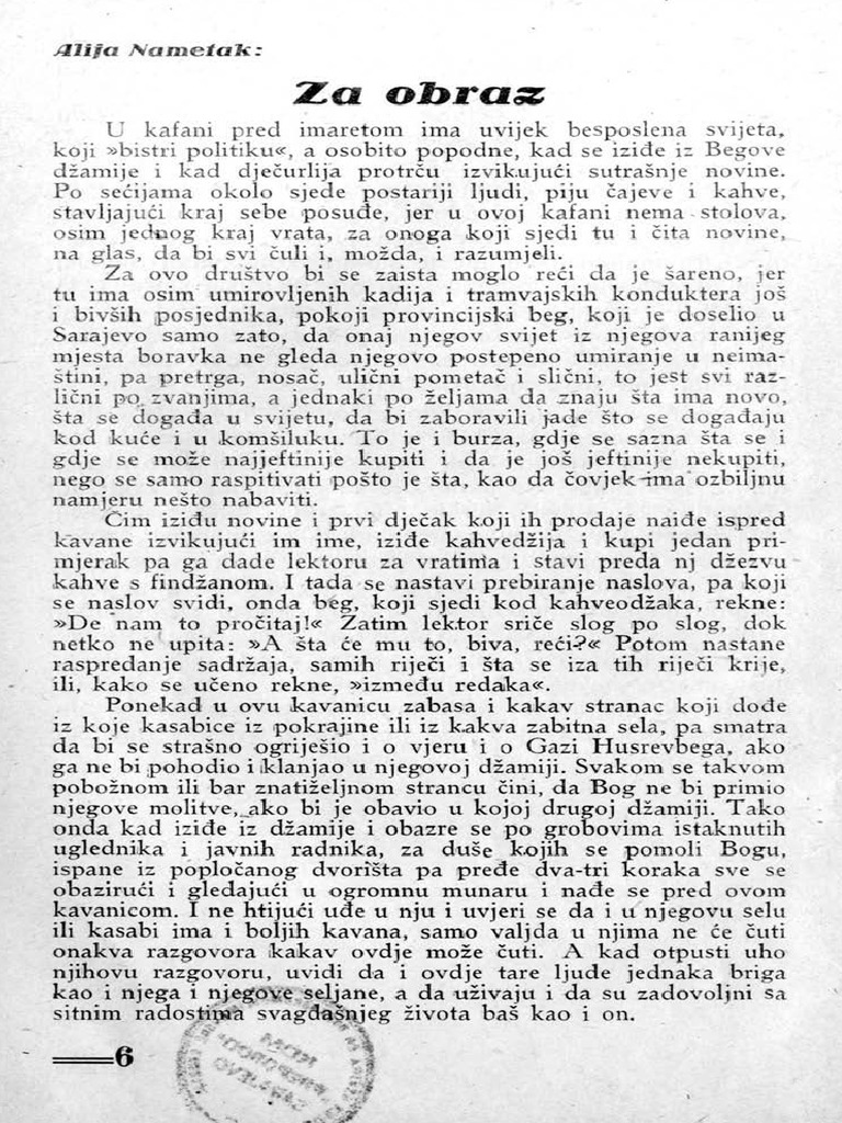 Za Obraz - Alija Nametak | PDF