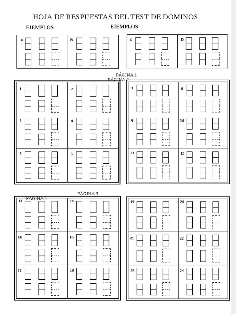 Hoja de Respuestas Test de Dominos | PDF