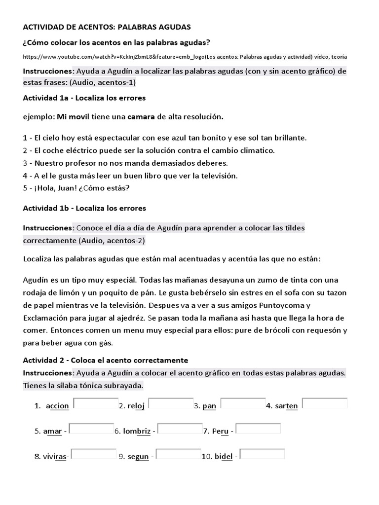 Actividad de Acentos | PDF | Naturaleza