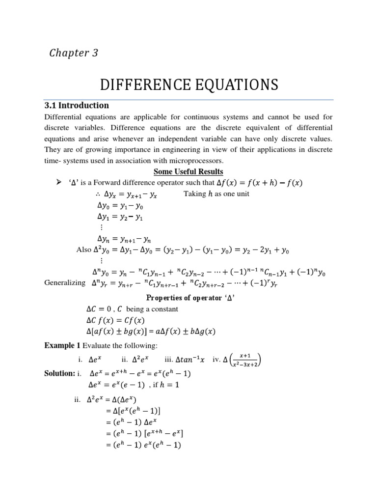 Difference Equations 3 PDF | PDF | Recurrence Relation | Polynomial Difference Equations 3 PDF | PDF | Recurrence Relation | Polynomial
