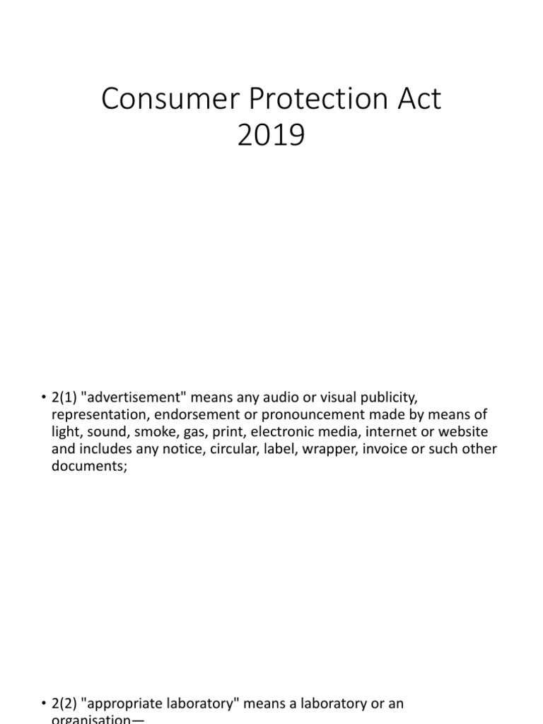 Overview of Consumer Protection Act 2019 | PDF | Consumer Protection ...