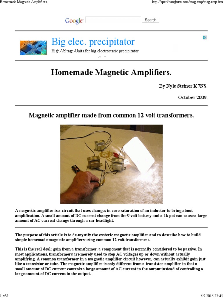 Building Homemade Magnetic Amplifiers | PDF | Amplifier | Transformer