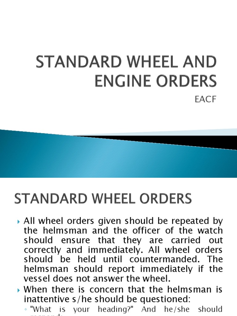 SMCP Standard Wheel and Engine Orders | PDF | Rudder | Shipping