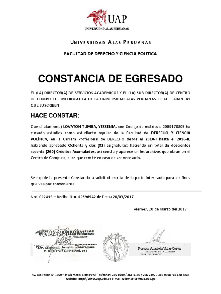 Constancia de Estudios Uap | PDF