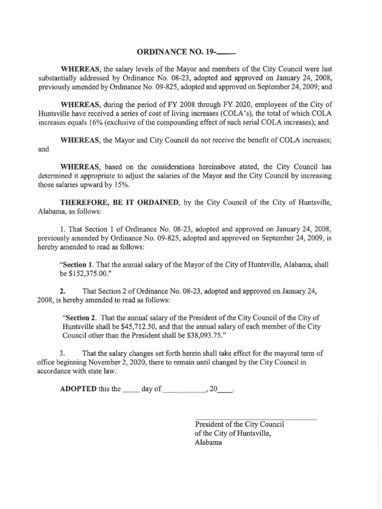 Mayor Salary Council Ordinance | PDF