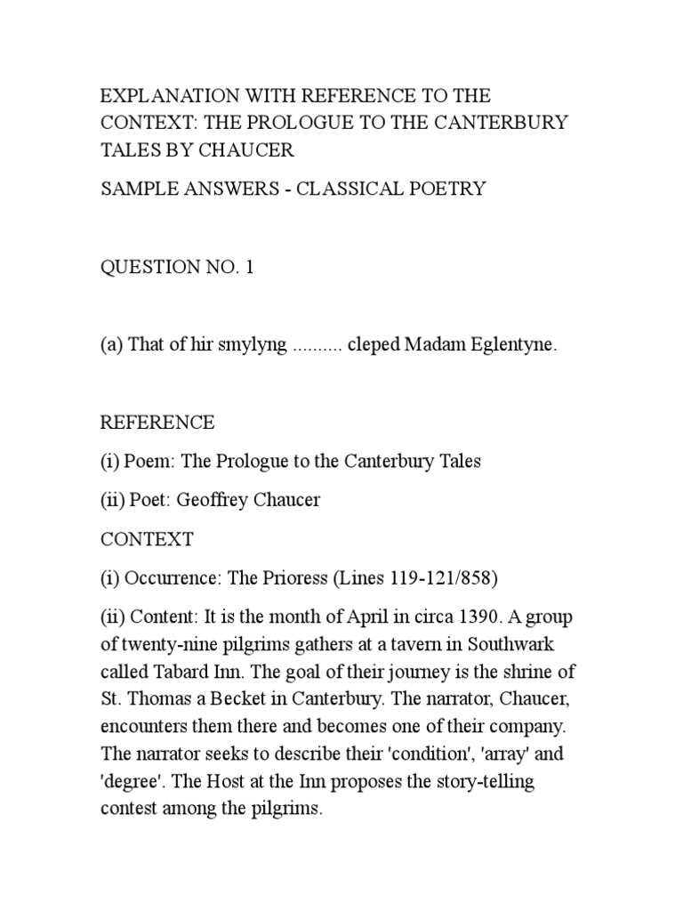 Canterbury Tale Notes | PDF | The Canterbury Tales | Monk