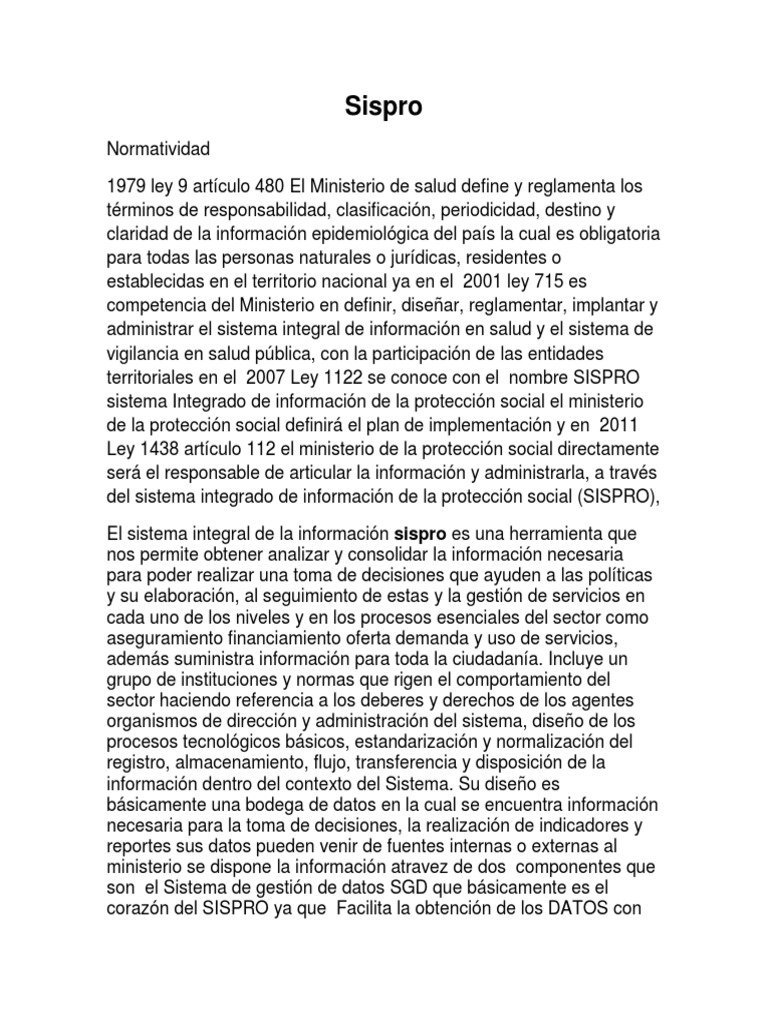 Sispro | PDF | Información | Cuidado de salud del gobierno