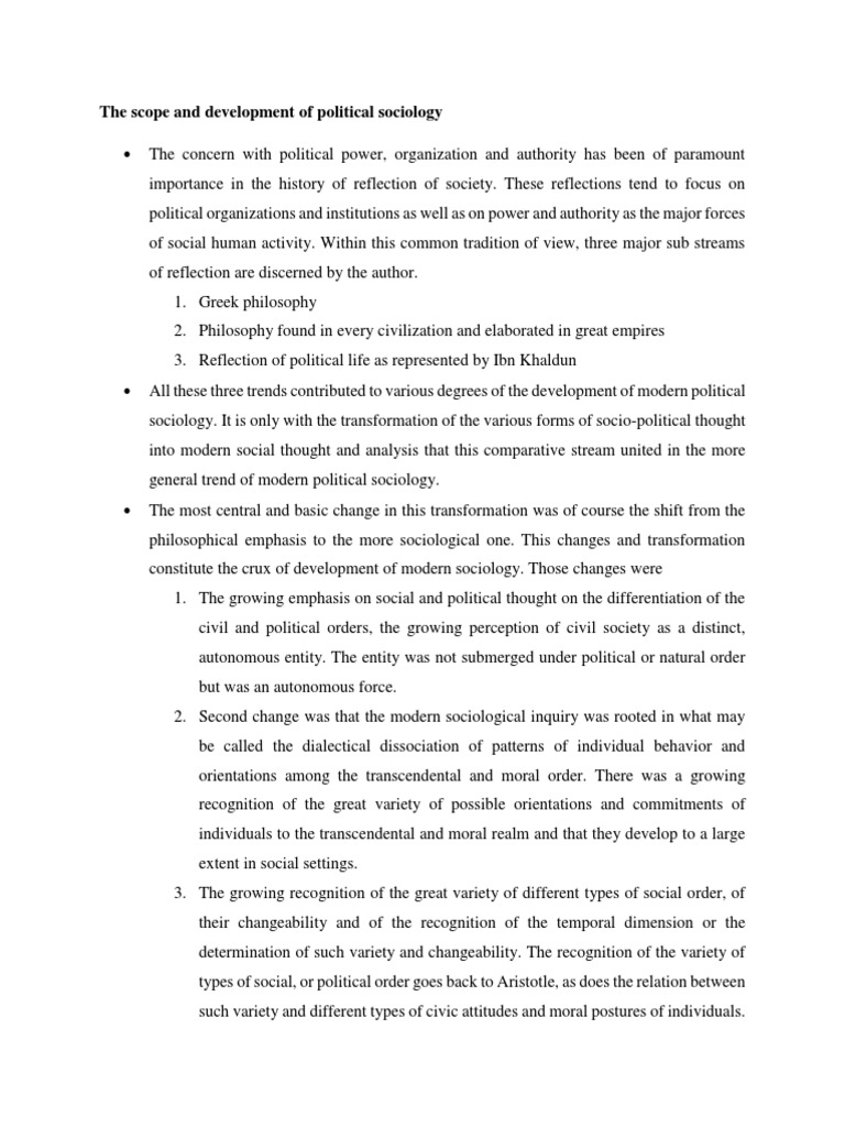 The Scope and Development of Political Sociology | PDF | Sociology ...