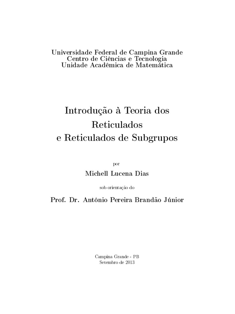 Introdução Aos Reticulados PDF | PDF | Grupo (Matemática) | Conjunto ...