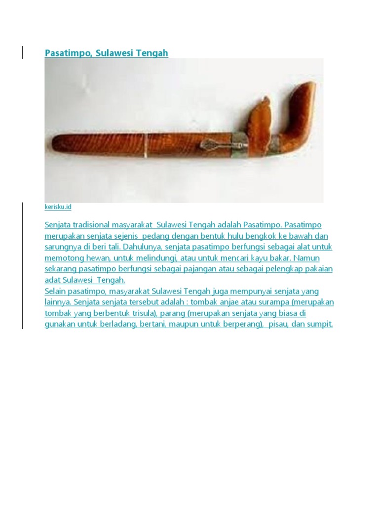 Senjata Tradisional | PDF | Seni & Disiplin Bahasa