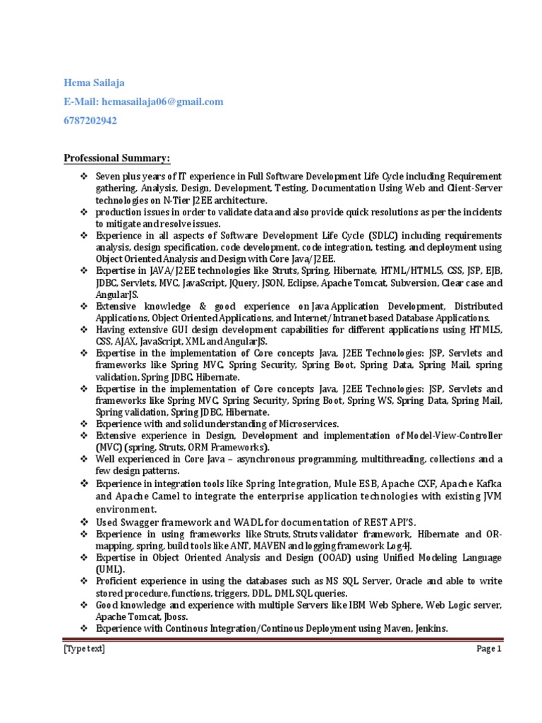 Hema Resume 1 | Download Free PDF | Spring Framework | Angular Js