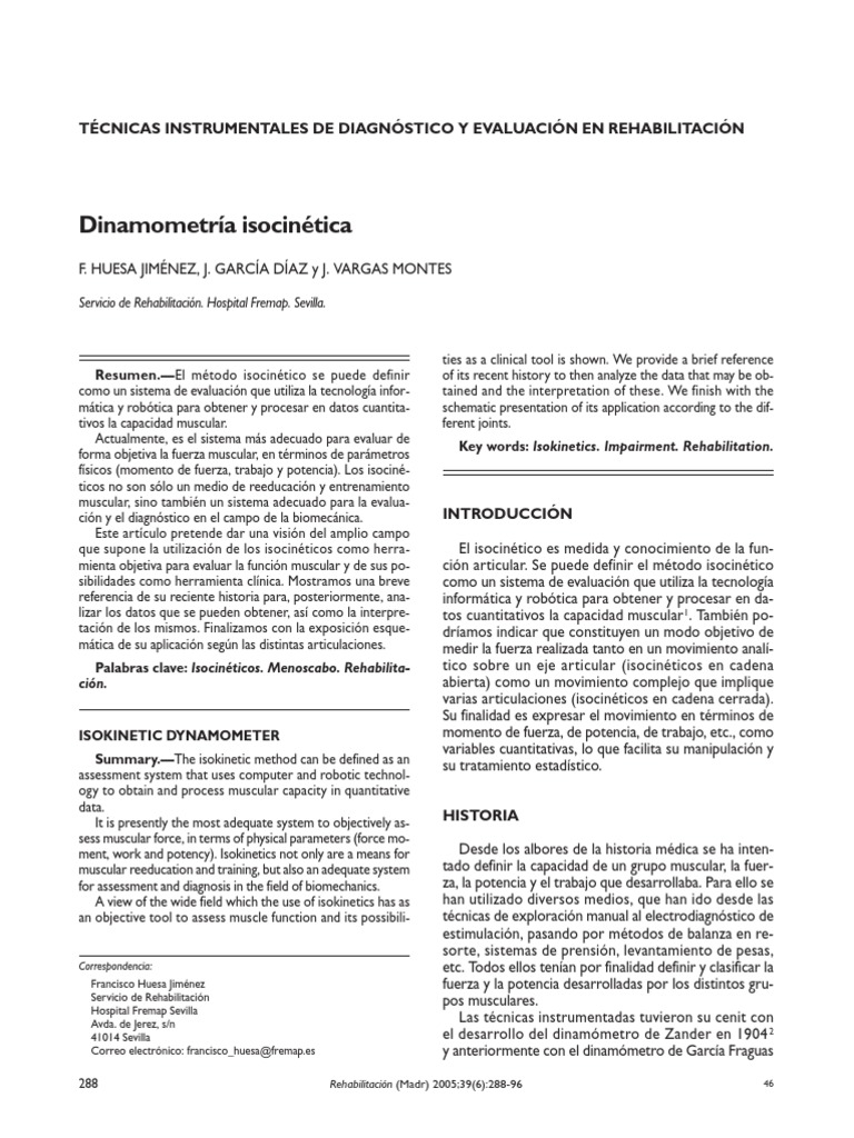 Isocinetica | PDF | Contracción muscular | Cantidades fisicas