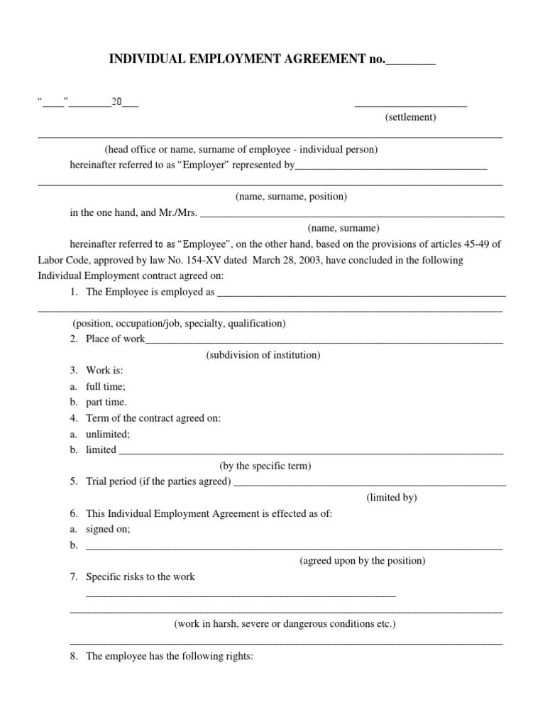 Individual Agreement | PDF | Employment | Salary