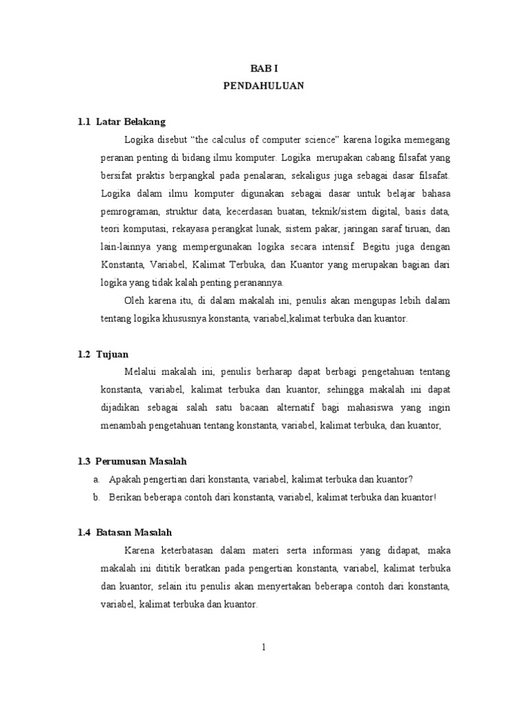 Logika: Variabel, Konstanta, dan Kuantor | PDF | Filsafat | Seni & Disiplin Bahasa