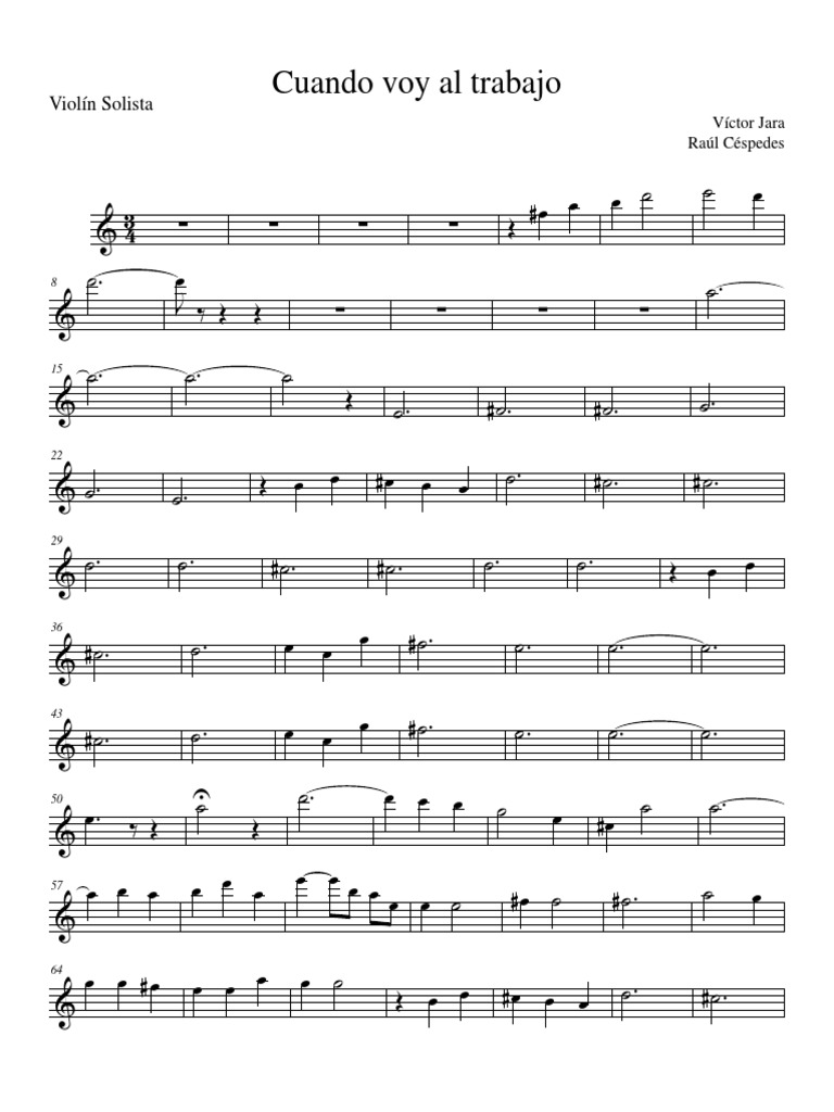 Cuando Voy Al Trabajo - Violin PDF | PDF