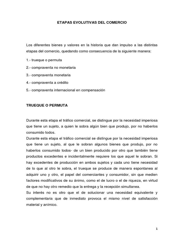 Etapas Evolutivas Del Comercio | PDF | Comercio | Permuta