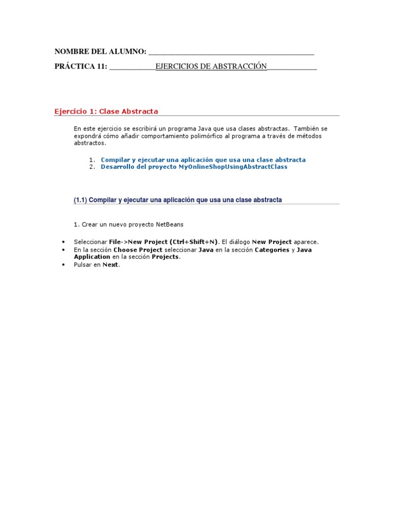 Práctica 11. Ejercicios de Abstracción | PDF | Entorno de desarrollo ...