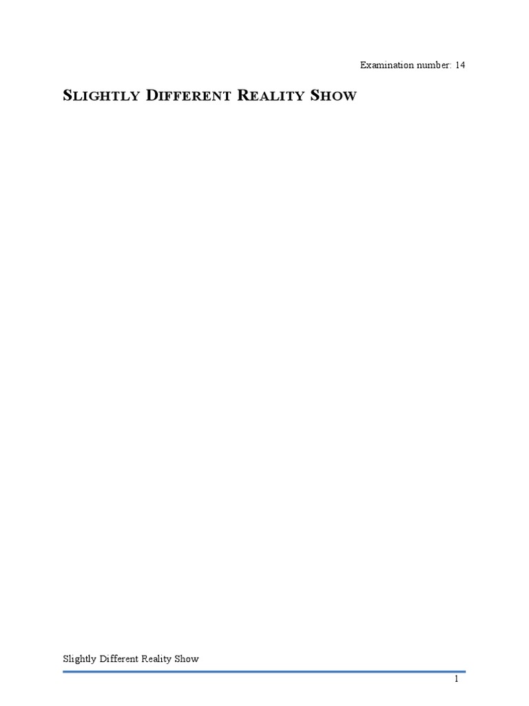 Slightly Different Reality Show | PDF | Mass Media | Blog