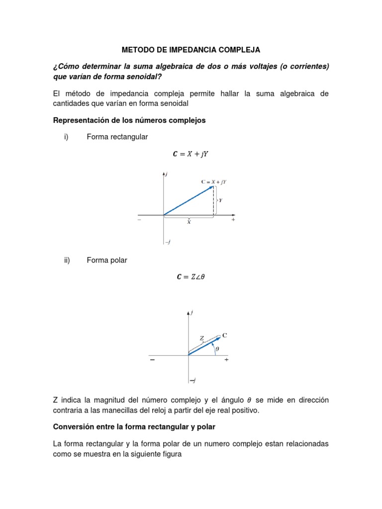 Metodo de Impedancia Compleja | PDF | Número complejo | Impedancia ...