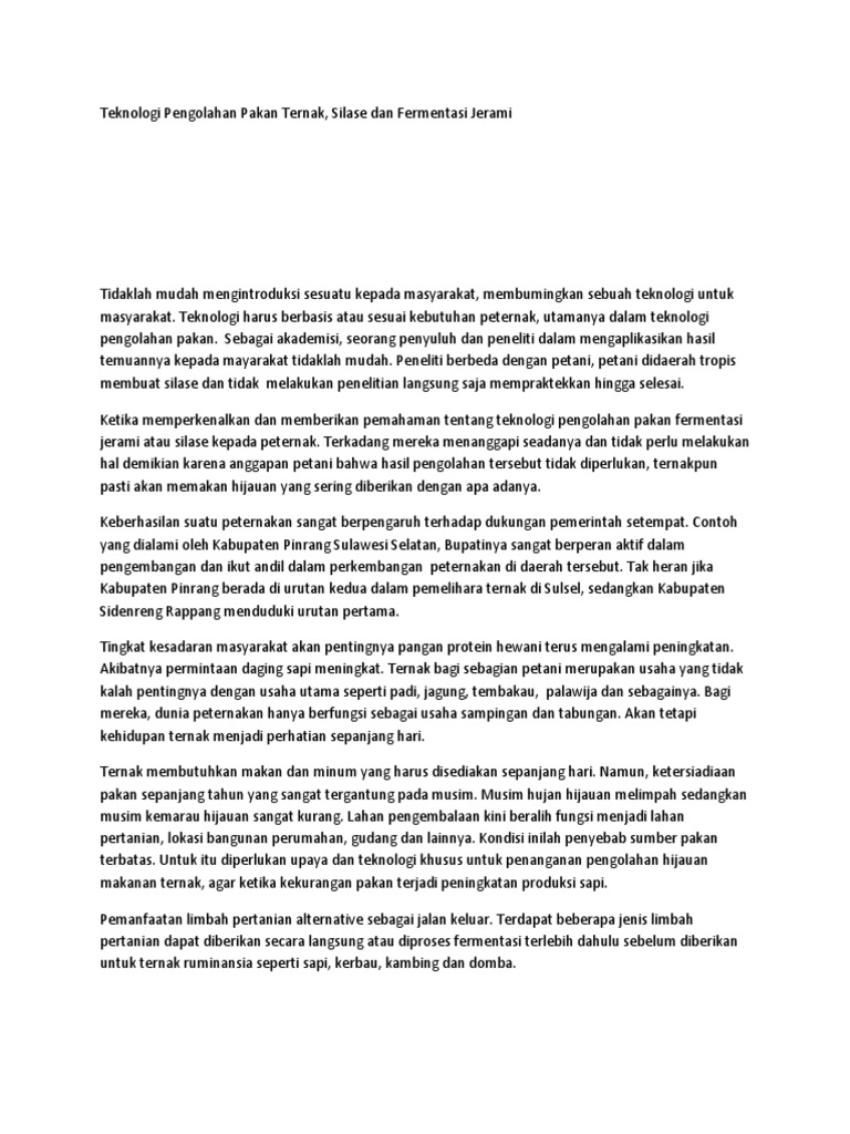 Teknologi Pengolahan Pakan Ternak | PDF