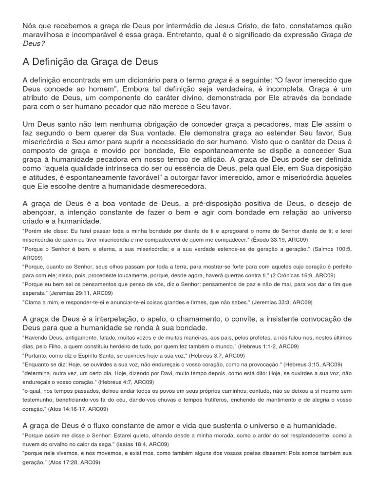 A Graça De Deus Pdf Pdf Graça No Cristianismo Salvação