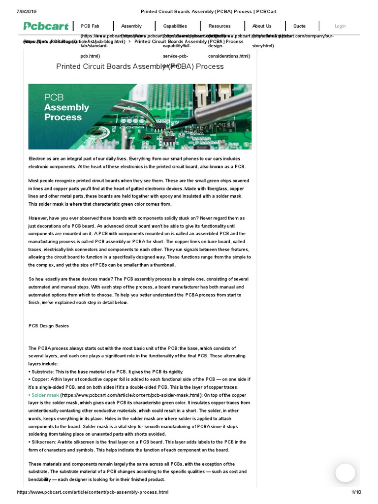 Printed Circuit Boards Assembly (PCBA) Process - PCBCart | PDF | Printed Circuit Board | Soldering