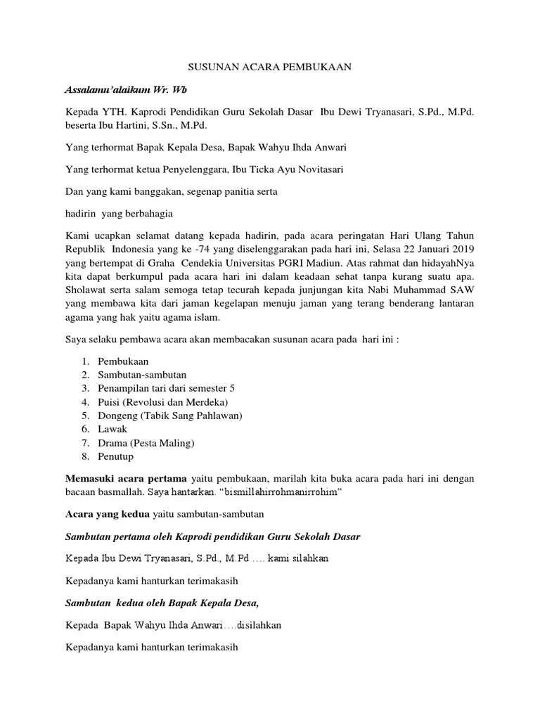 Susunan Acara Formal | PDF