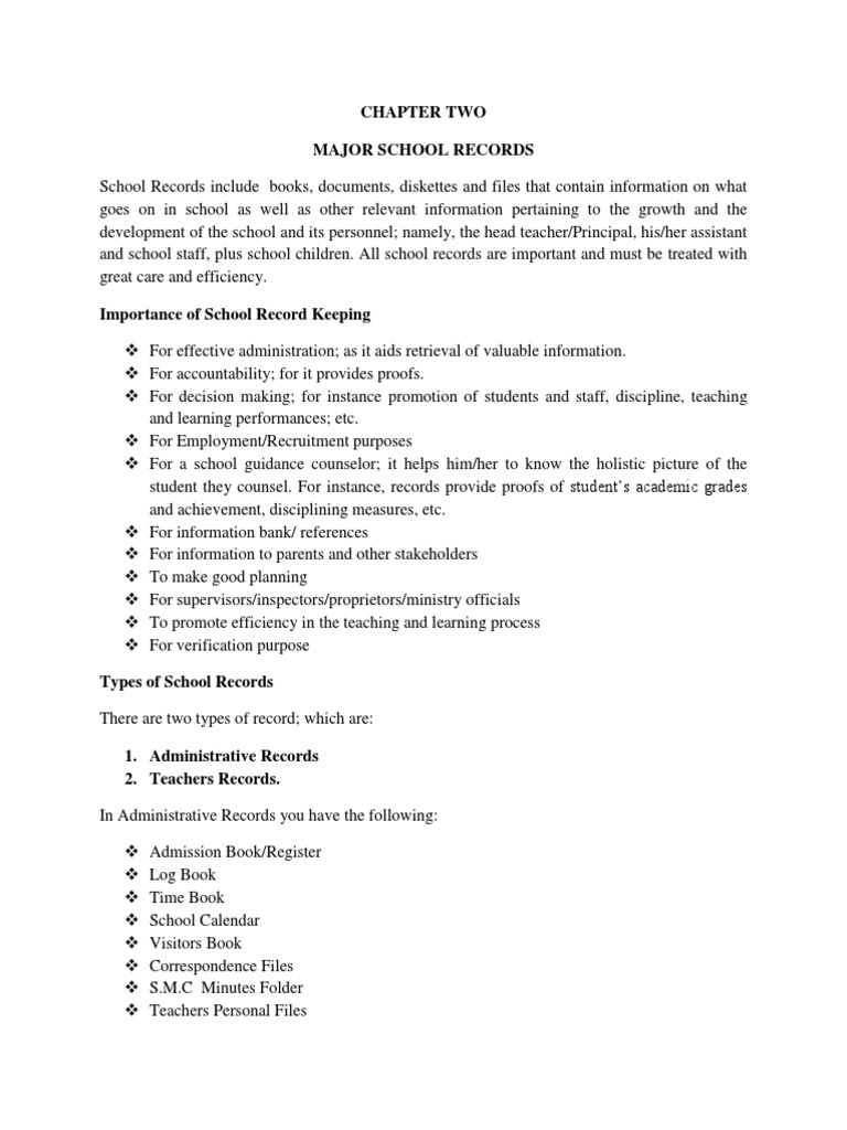 Major School Records | PDF | Schools | Teachers