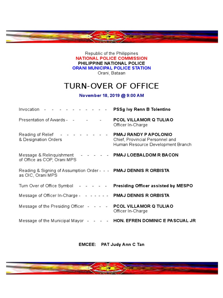 Orani Police Station Turnover Ceremony | PDF