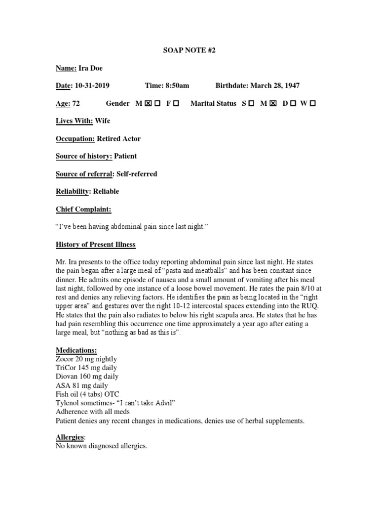Soap Note2 | PDF | Hypertension | Nausea