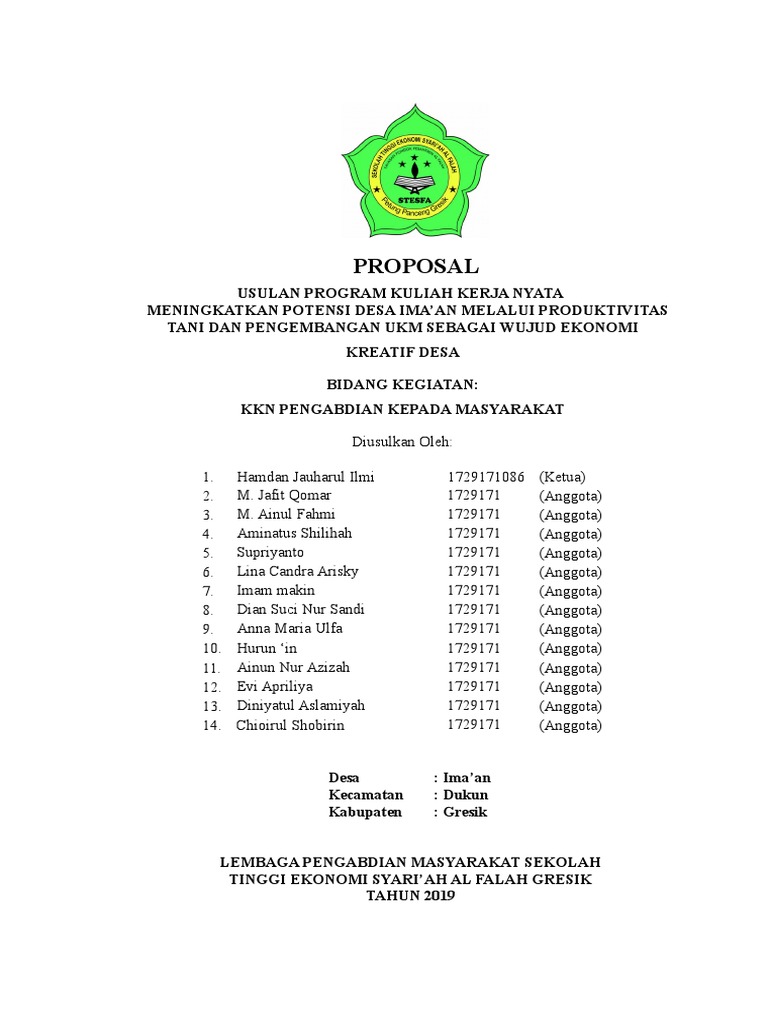 Proposal Pengajuan Program Kerja KKN (HAMDAN JAUHARUL ILMI) | PDF