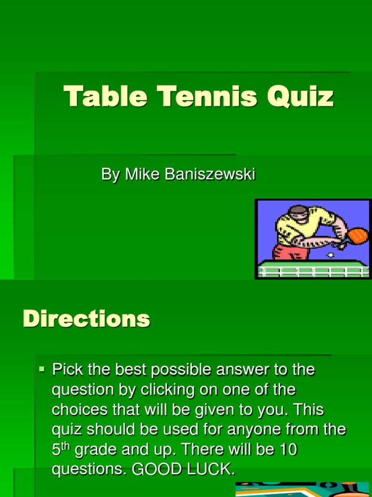Table Tennis Quiz Questions & Answers | PDF