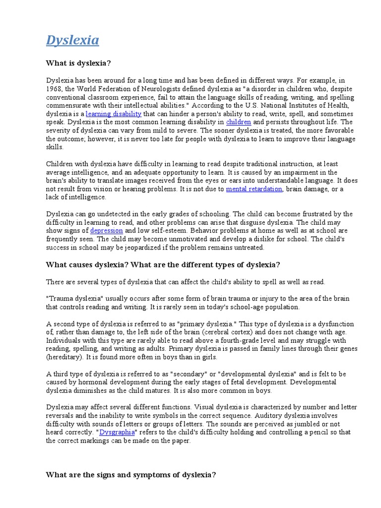 What Is Dyslexia? | PDF | Dyslexia | Learning Disability