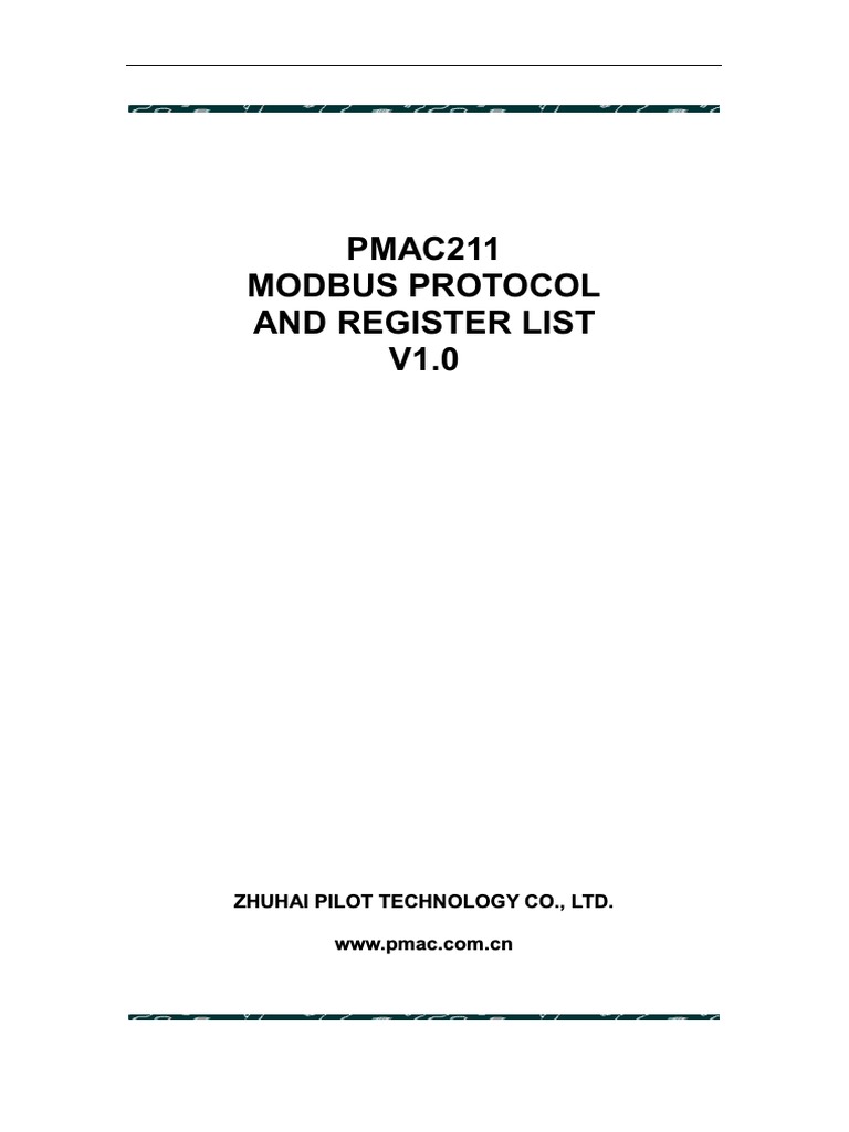 Pmac211 Modbus Register List v1.0 | PDF
