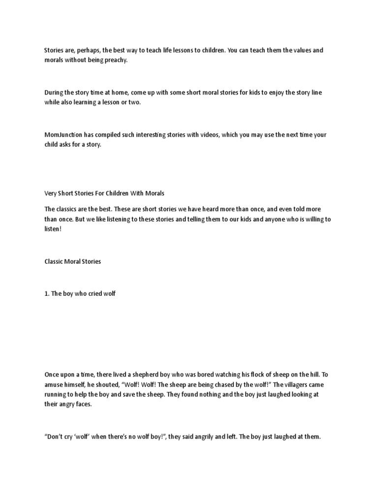 Stories With Values For Kids | PDF