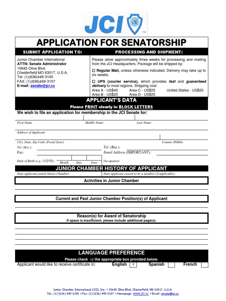 Jci Application Form | PDF | Mail | Wire Transfer