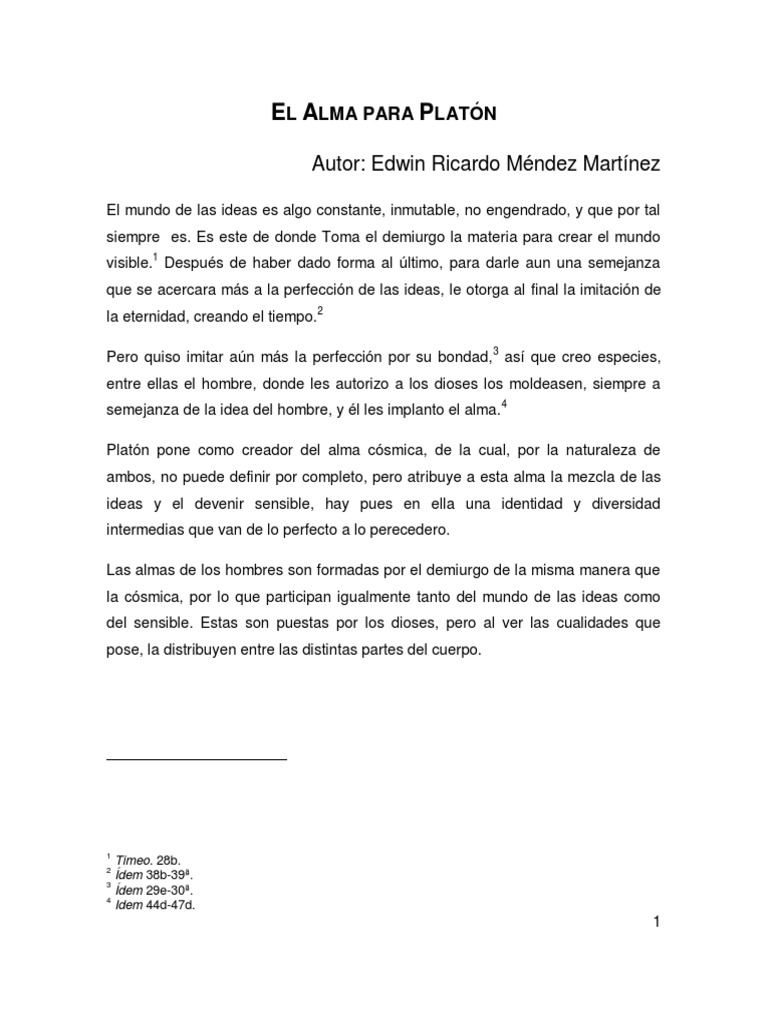 El Alma para Platón PDF | PDF | Alma | Platón