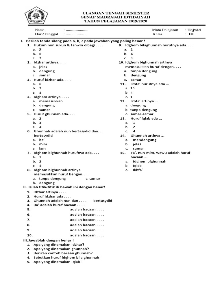 Contoh Soal Tajwid | PDF