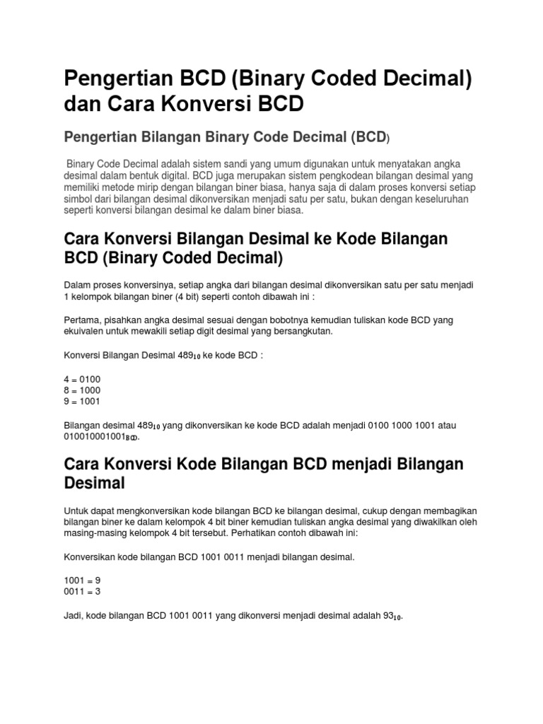 Pengertian BCD Dan Cara Kerja | PDF