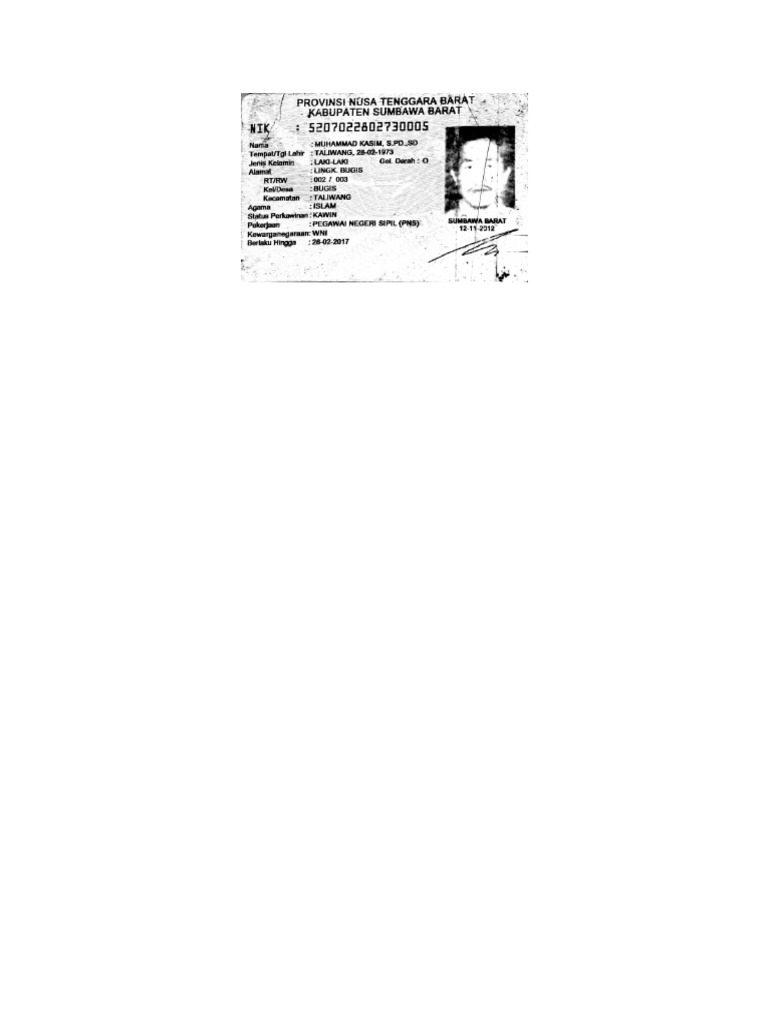 Fotocopy KTP Lama Muhammad Kasim S.PD | PDF