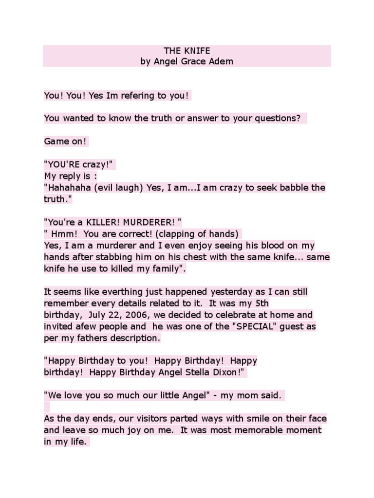 THE KNIFE - Declamation Piece