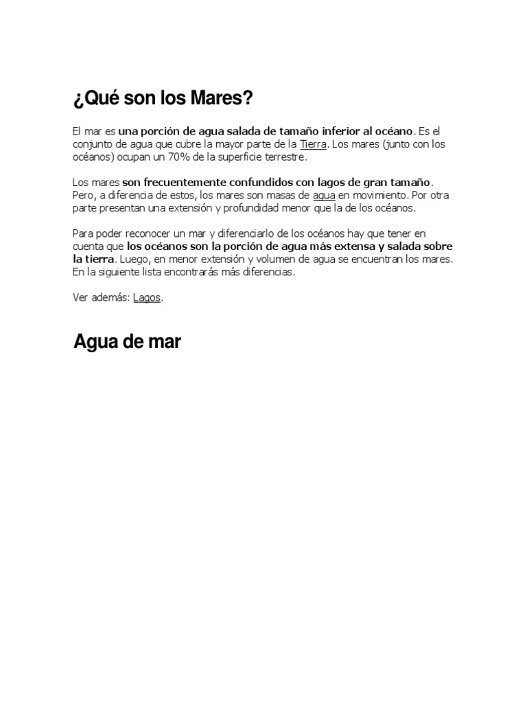 Definición y características de los mares | PDF | Mar | Océanos