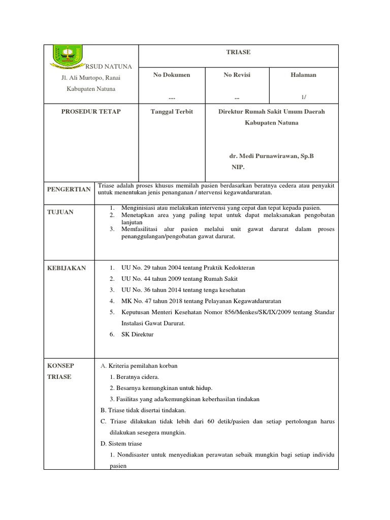 Sop Triage New | PDF